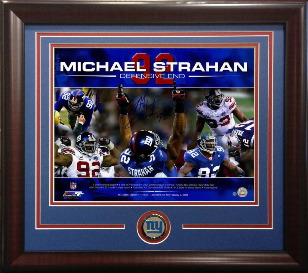 Michael Strahan signed 16x20 photo framed Giants coin autograph Steiner ...