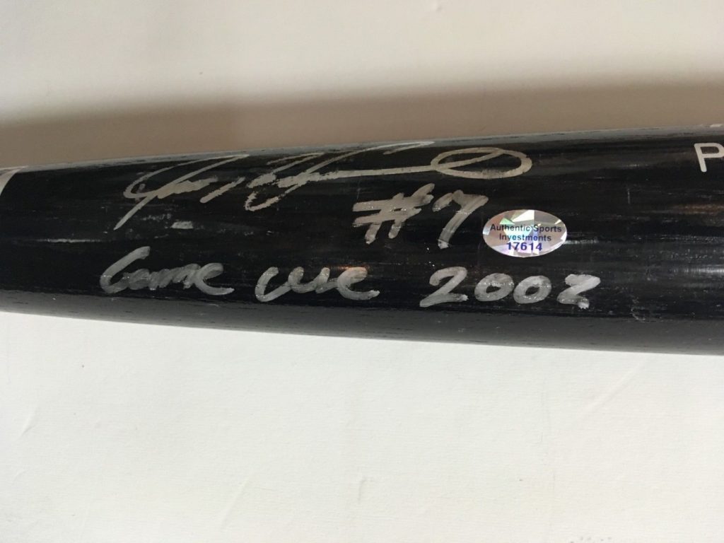 Ivan Pudge Rodriguez signed INS Game used 2002 baseball bat Rangers ...