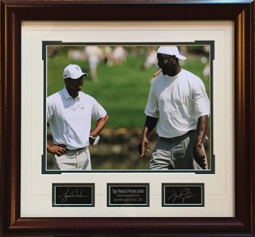 Michael Jordan Tiger Woods facsimile signed 11x14 photo plaque framed ...