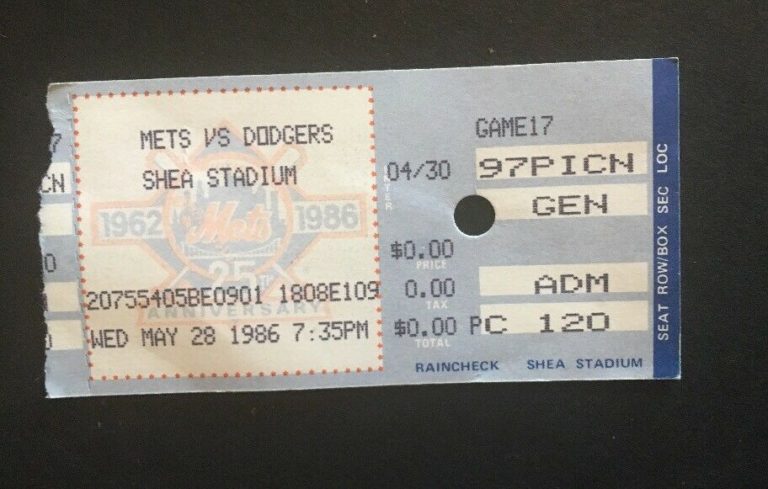 1986 New York Mets Ticket Stub May 28 Shea Stadium Mets Win World ...