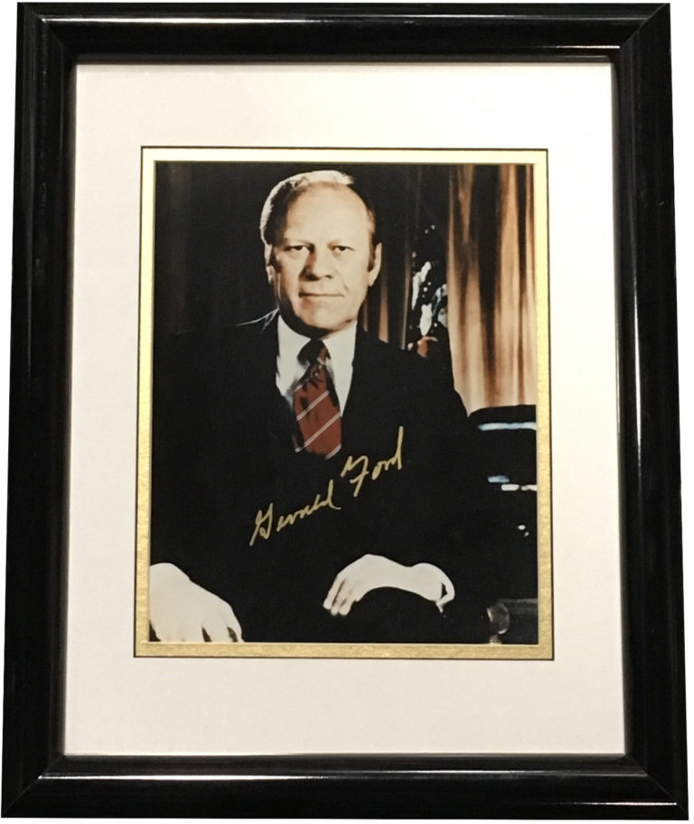 Gerald Ford 38th President signed 8x10 photo framed gold autograph CBM ...