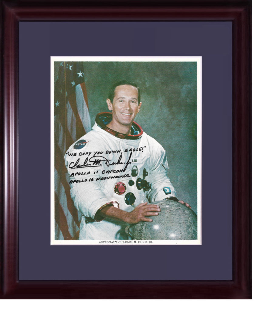 Charles M Duke Jr Astronaut signed 8x10 photo ins Apollo framed auto ...